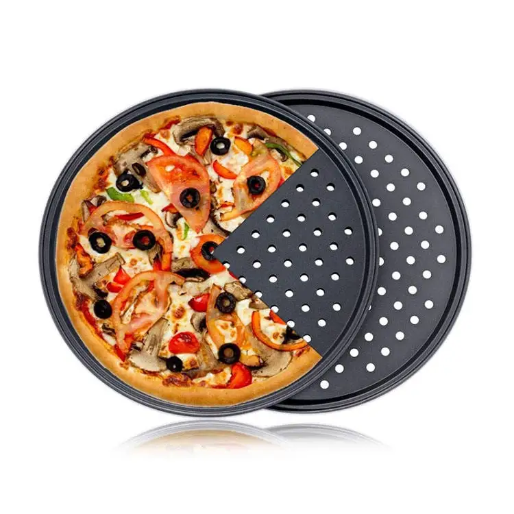 Pizza Pan 12 Inch,Perforated Pizza Tray With Holes For Oven,Black Heavy ...