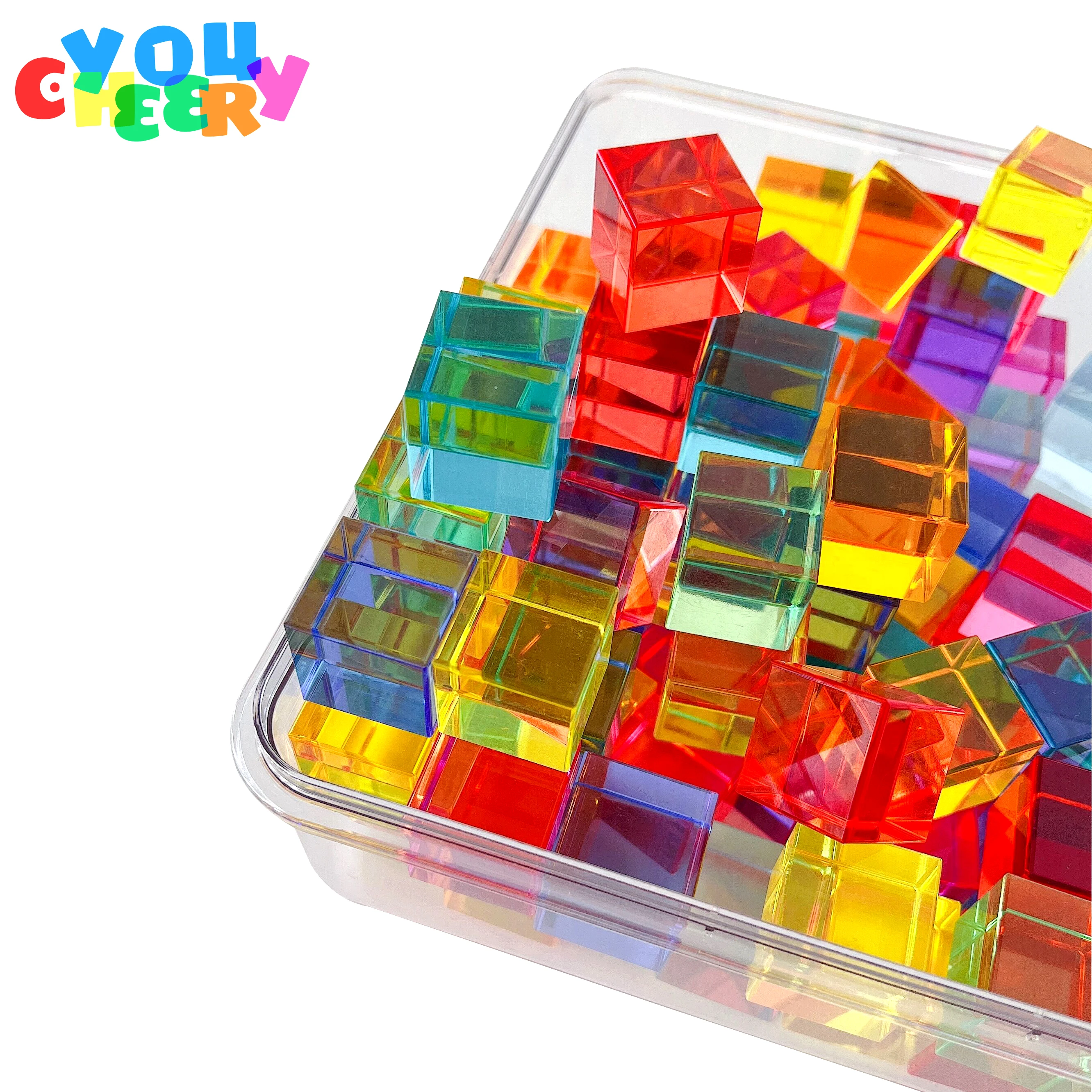 2.5 Cm Acrylic Rainbow Building Blocks,Transparent Cube Light And ...
