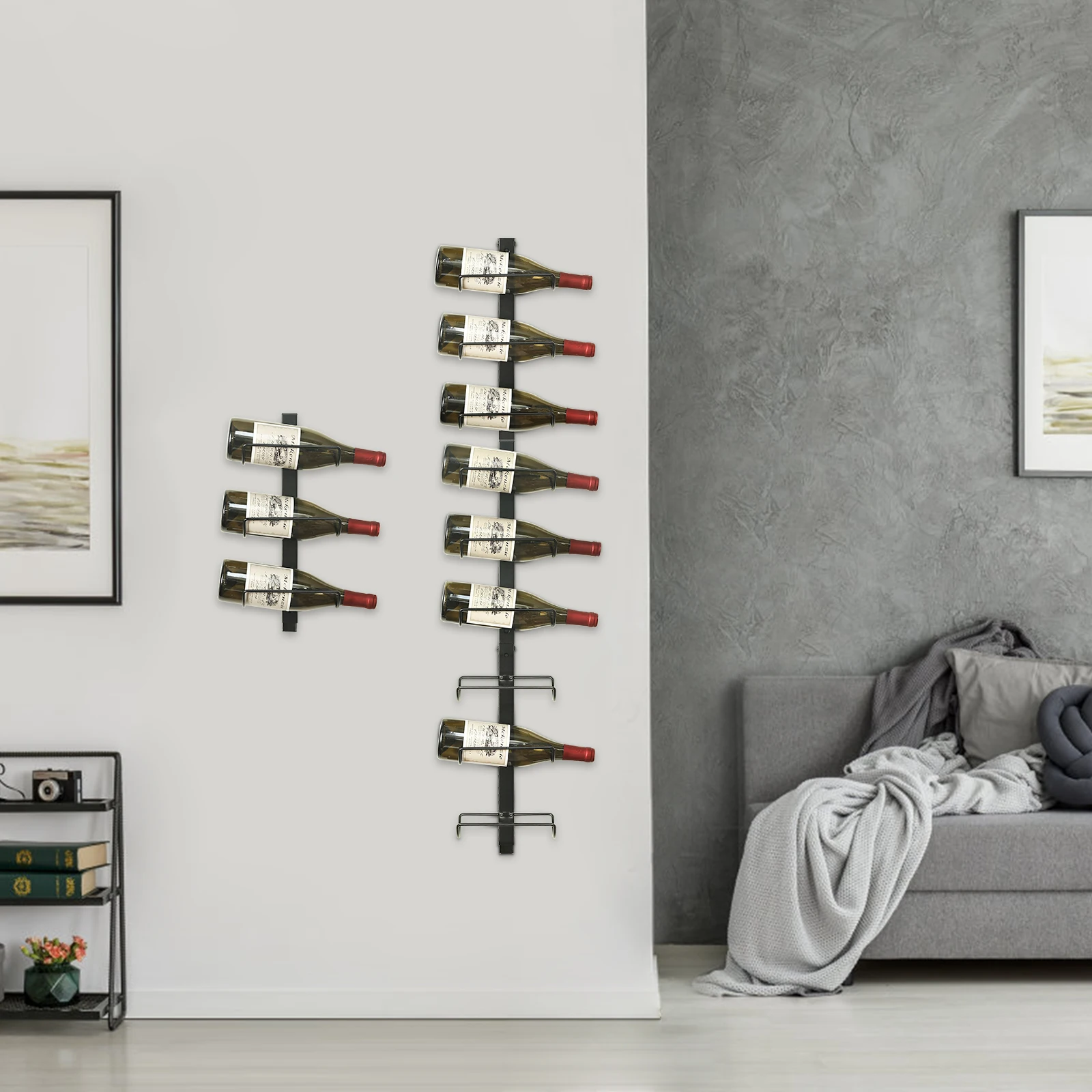 Decorations Home Wall Mounted Wine Rack Metal Modern Wall Mounted Wall ...