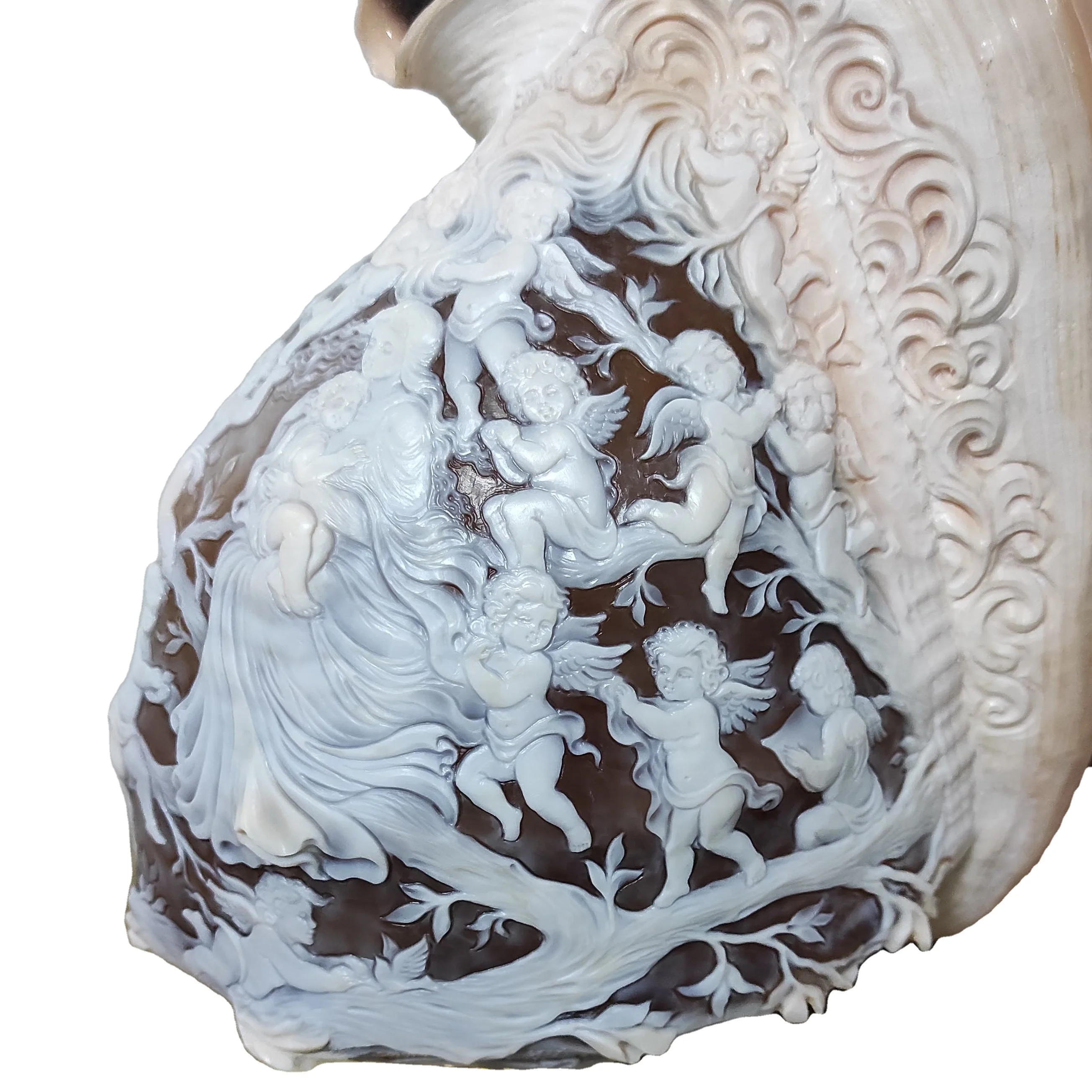 Hand Carved Shell Lamp Shade - Cameo Italy Table Lamps