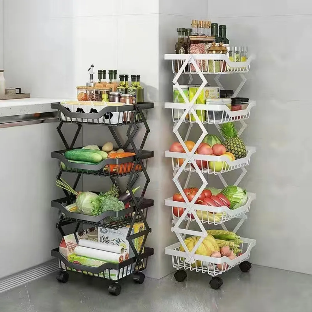 4 Tier Stackable Collapsible Metal Wire Kitchen Pantry Fruit Vegetable ...