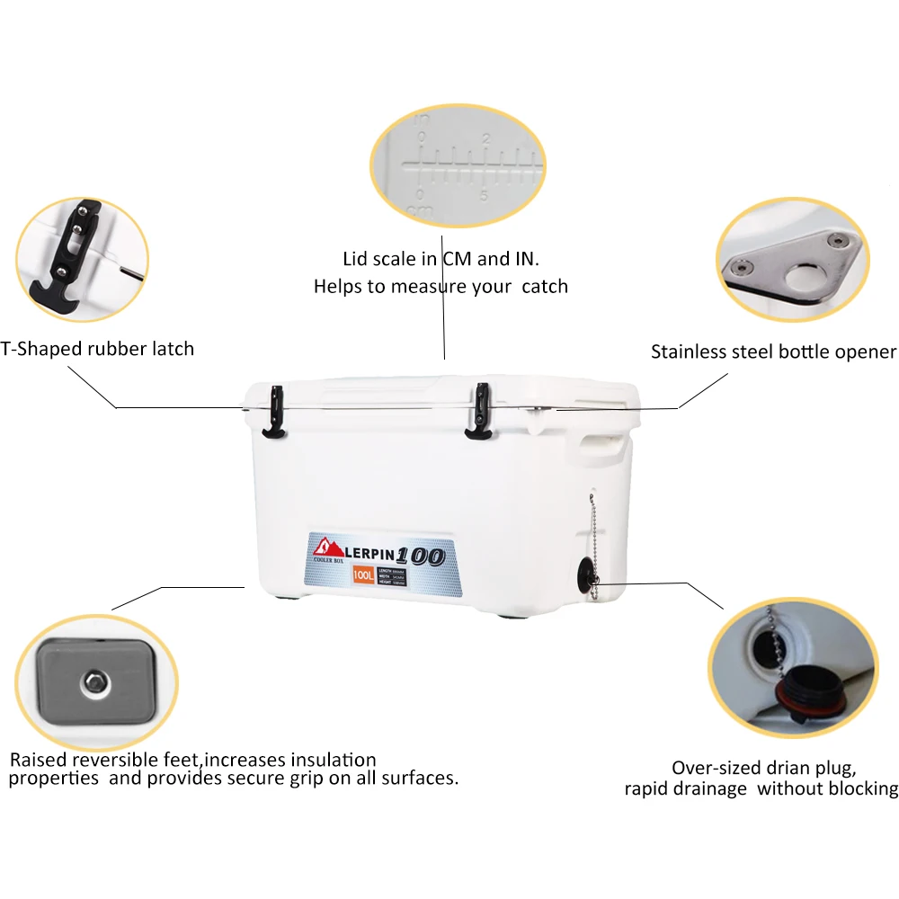 100l Large Marine Fish Ice Plastic Insulated Fishing Cooler Box - Buy ...