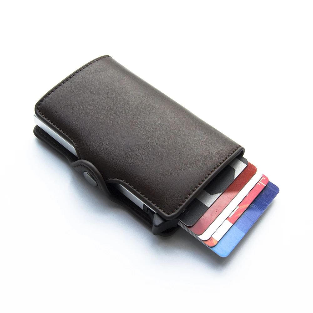 RFID Blocking Credit Card Holder Wallet - Aluminum & Leather