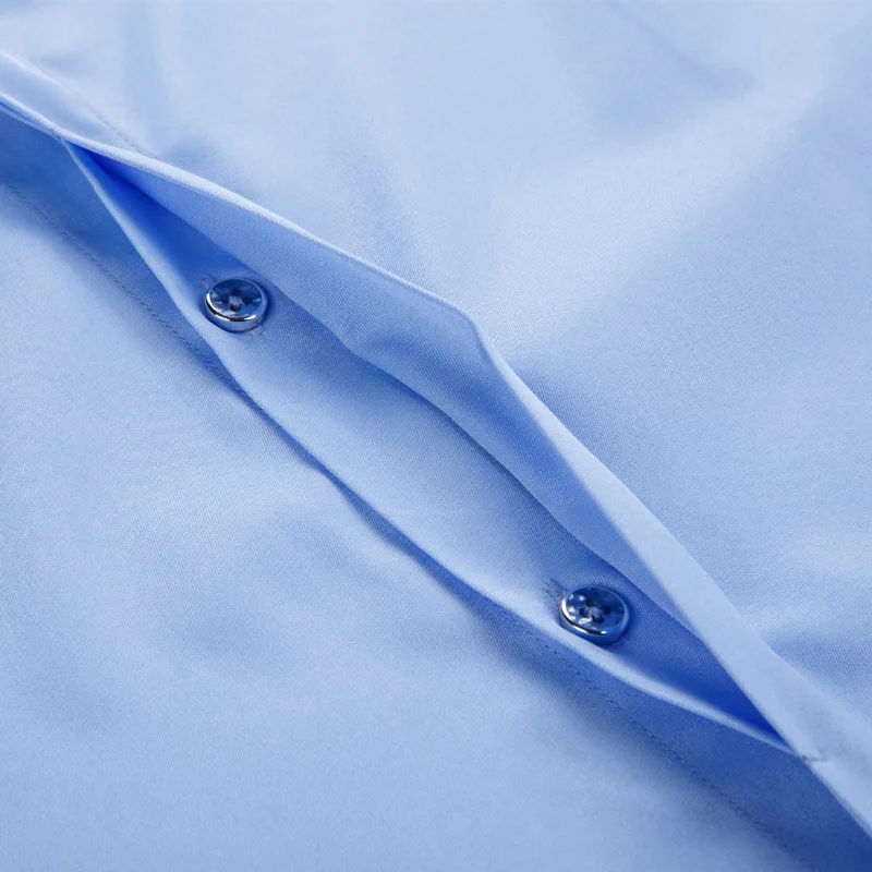 High Grade Solid Color Hidden Placket Spandex Long Sleeve Dress Shirt For Men - Buy High Quality ...