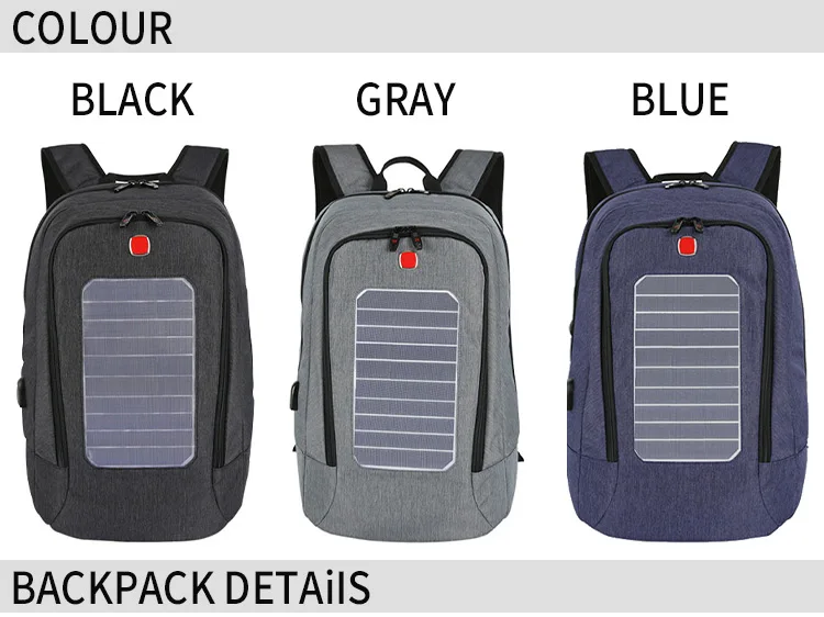 Waterproof Solar Panel Laptop Backpack Anti Theft Backpack With Usb ...