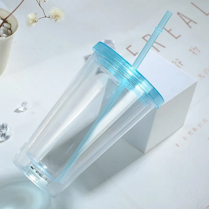 Luminous Plastic Cup Juice Drink Milk Tea Coffee Cold Drink Straw ...