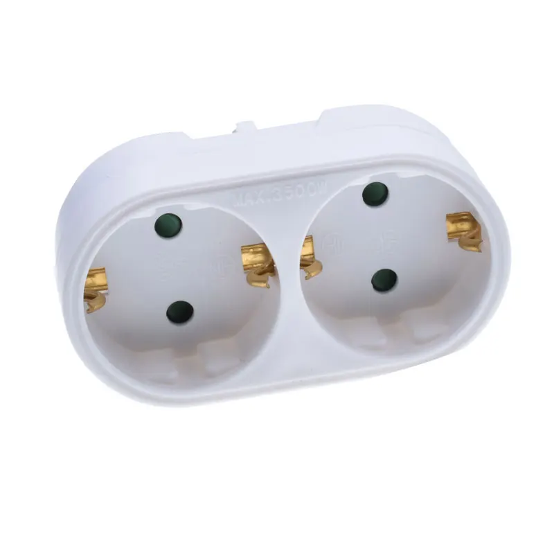 European Style 2 Way Power Extension Socket Schuko Euro Plug Adapter ...