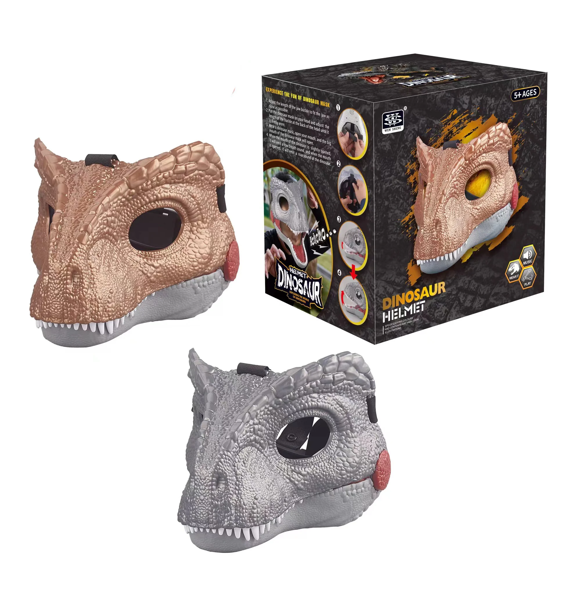 Realistic Dinosaur Mask With Open Mouth Horror Headdress Halloween ...