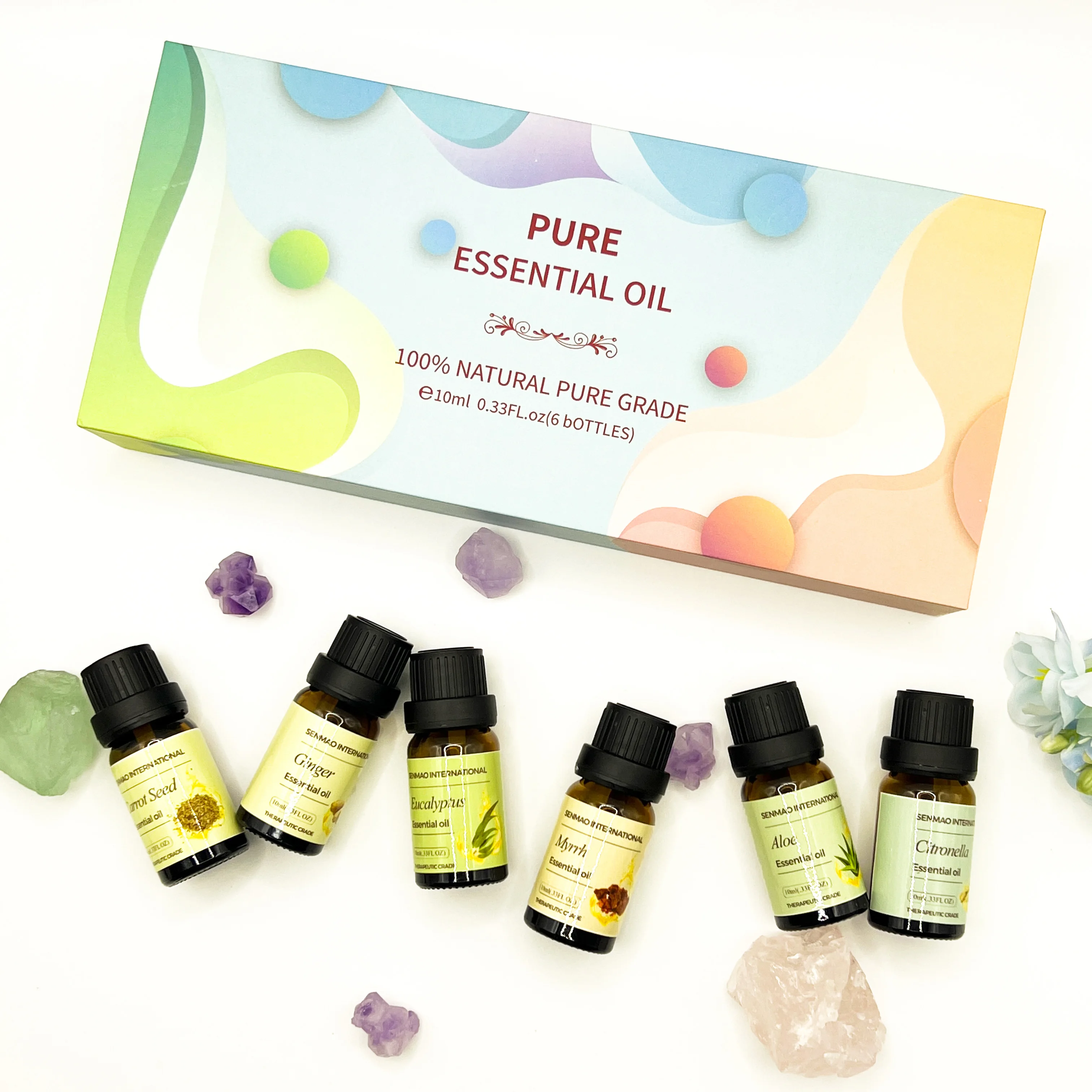 Top 6 Essential Oils Set Lavender Tea Tree Eucalyptus Lemongrass Orange ...