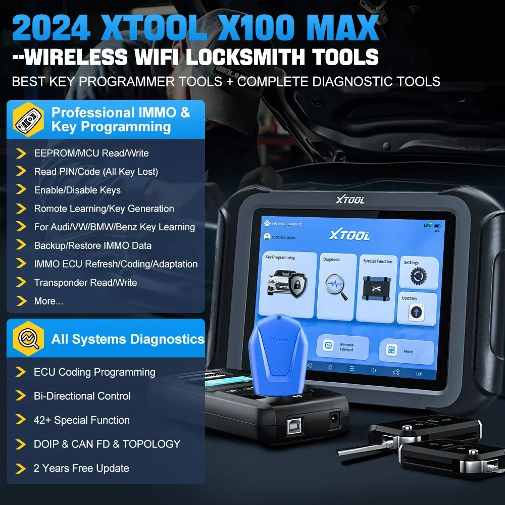 XTOOL X100MAX Car IMMO & Key Programming Tool with KC501 Auto Key ...