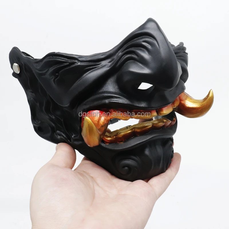 Japanese Watanabe Prajna Mask Half Face Samurai Mask Halloween Party ...