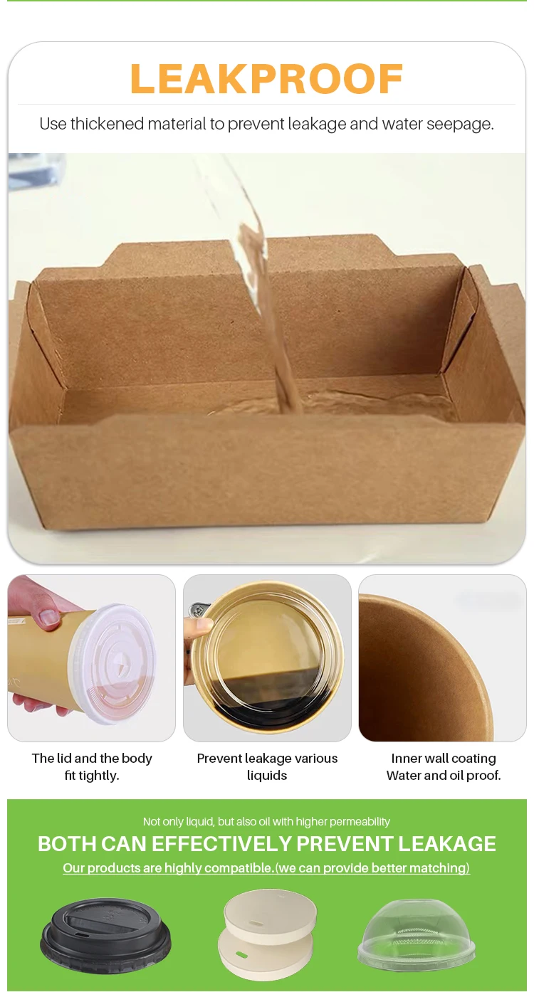 2021 High Quality Disposable Biodegradable Food Container Kraft Round