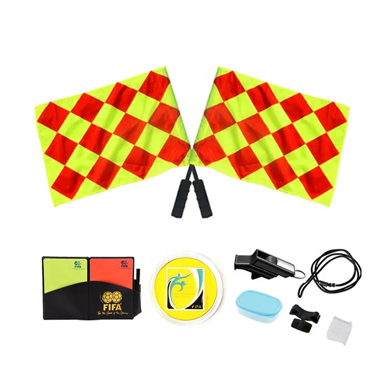 Football Soccer Referee Kit Linesman Flags Referee Whistle Toss Coin And Yellow Cards With ...