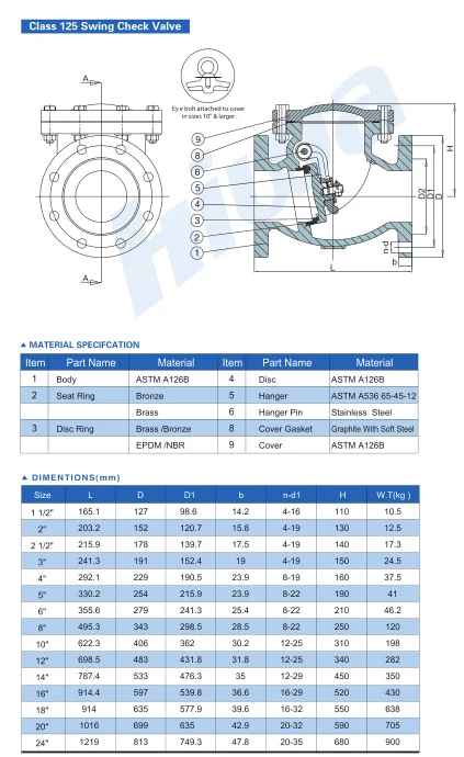Cast Iron 150lb Flange Swing Check Valves Globe Lift Spring Loaded Type ...