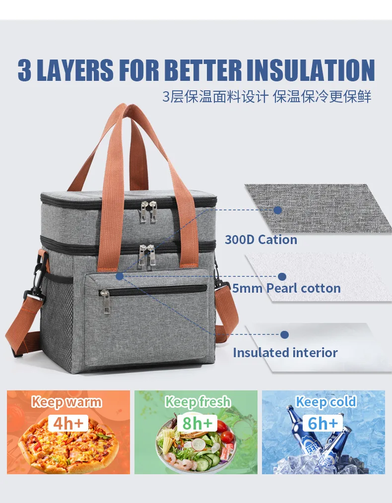 Durable Double Layer Lunch Bag - Perfect for Outdoor Camping
