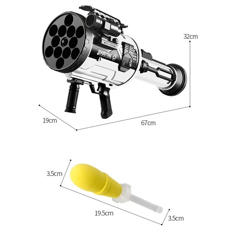 12 Burst Mortar Electric Rocket Launcher - Toy Gun Fun