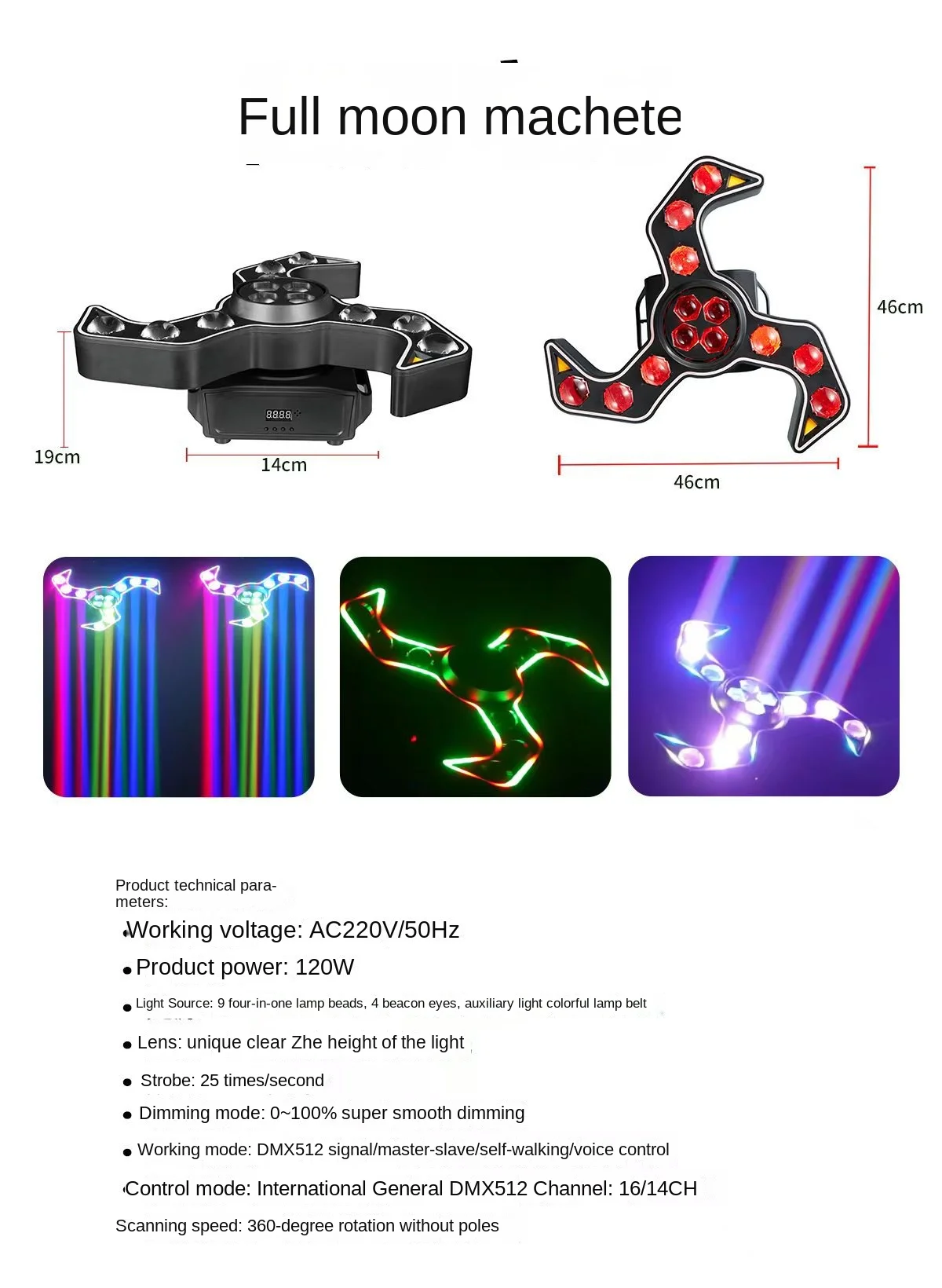 New Full Moon Machete Bar LED KTV Room Lighting RGBW Moving Stage ...