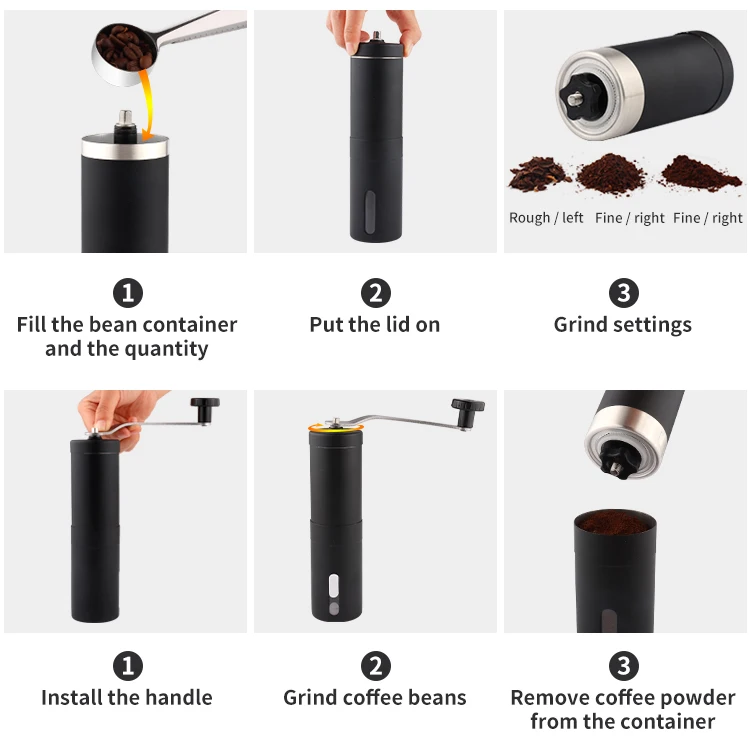 Customized 18/8 Stainless Steel Manual Coffee Grinders 48x186mm, Steel ...