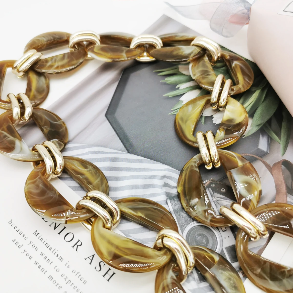 Personality Package Chain - Acrylic & Metal Tortoise Shell