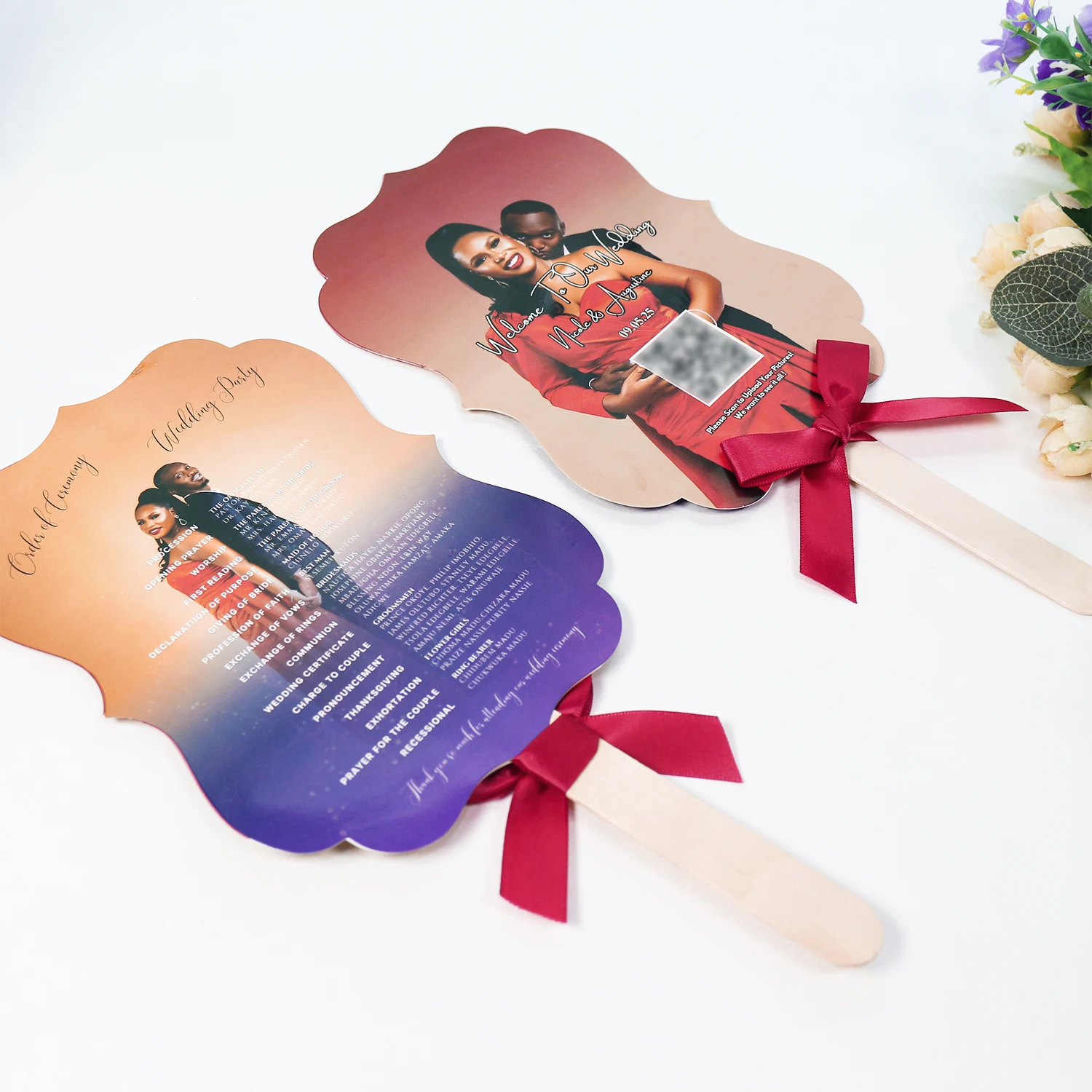 Custom Fan Shape Wedding Invitation Card With Double-sides Color ...