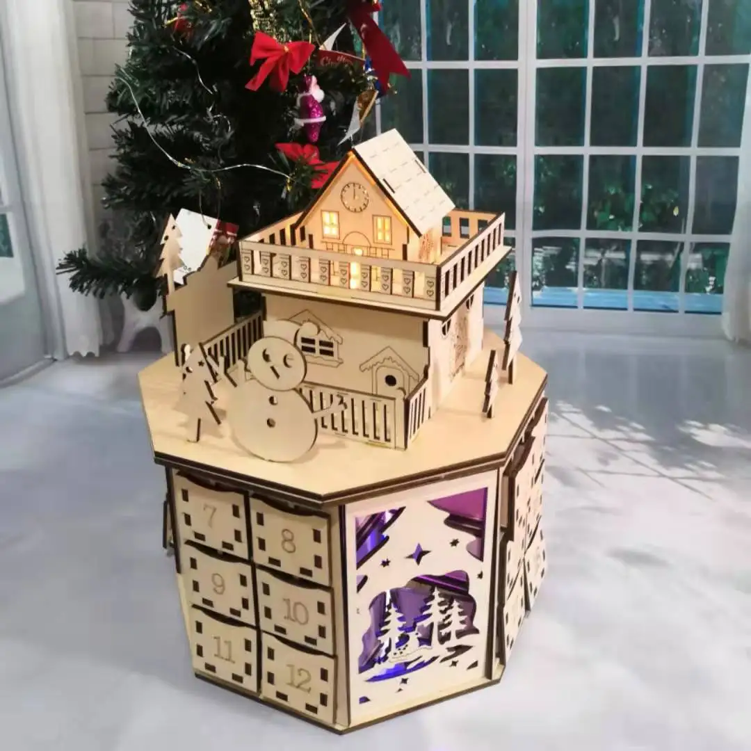 Laser Cut Wood Christmas Village Scene And Christmas Doll House With ...