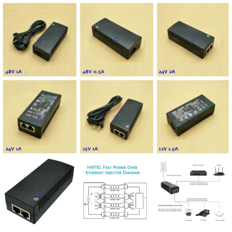 Dc 1.5a Poe Injector 12v From Hwatel Original Sz Raw Factory Fcc Ce ...