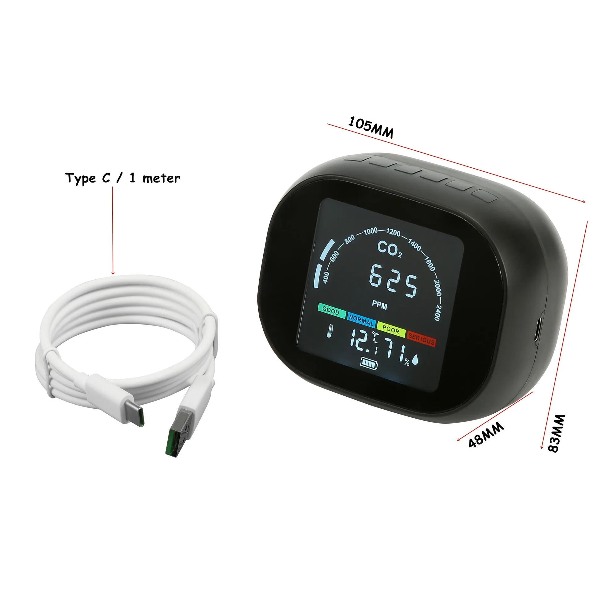Large Screen Led Liquid Crystal Electronic Co2 Carbon Dioxide Detector ...