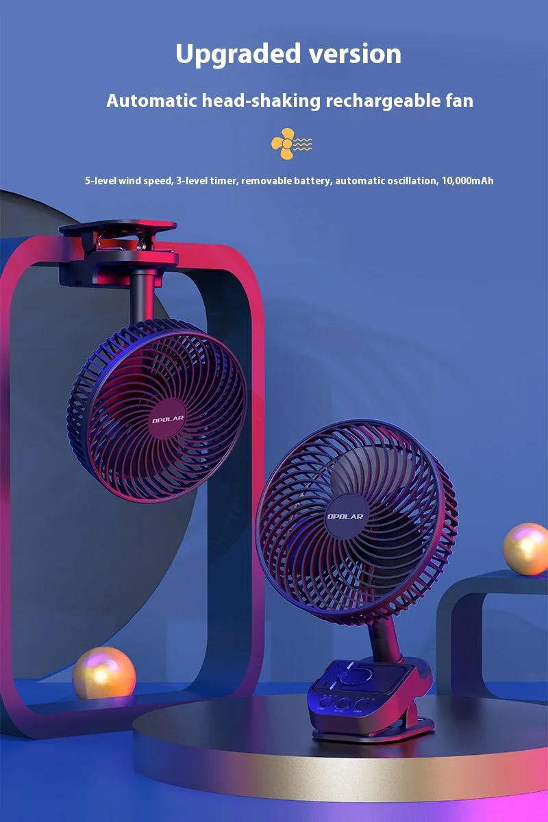 8-Inch USB Clip Fan Silent Small Plastic Fan Three Wind Levels for ...