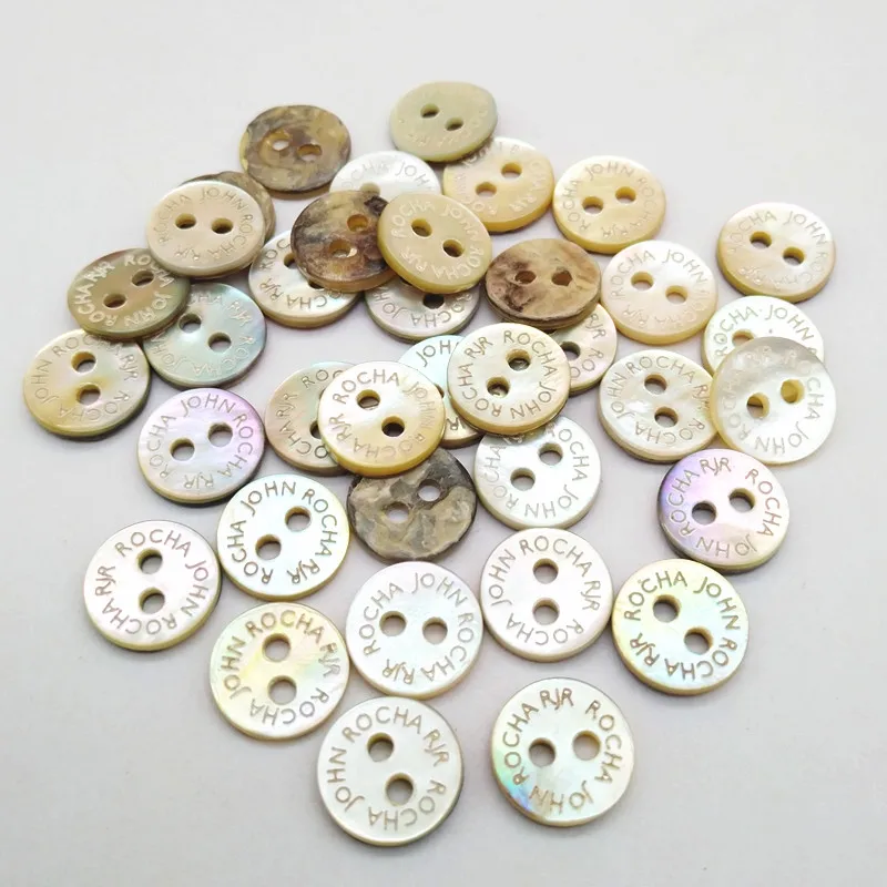 9mm 14L 2 Holes Agoya Shell Button with Engraved Logo, Customized logo ...