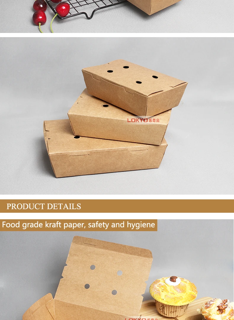 Customized Kraft Paper Lunch Box - Noodle Box with Holes