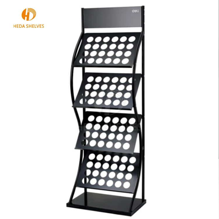 Office Furniture 4 Tier Steel Iron Free Floor Standing Newspaper Rack ...