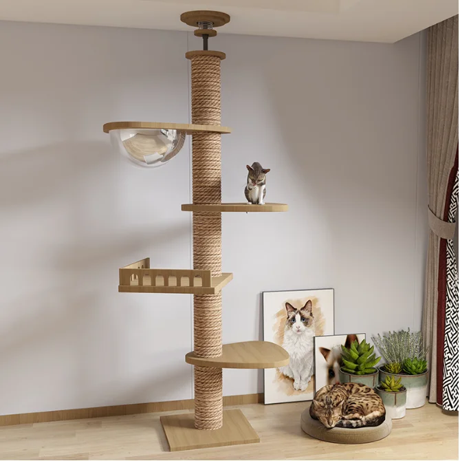 Giant Floor to Ceiling Cat Tree - Adjustable Height Cat Toy