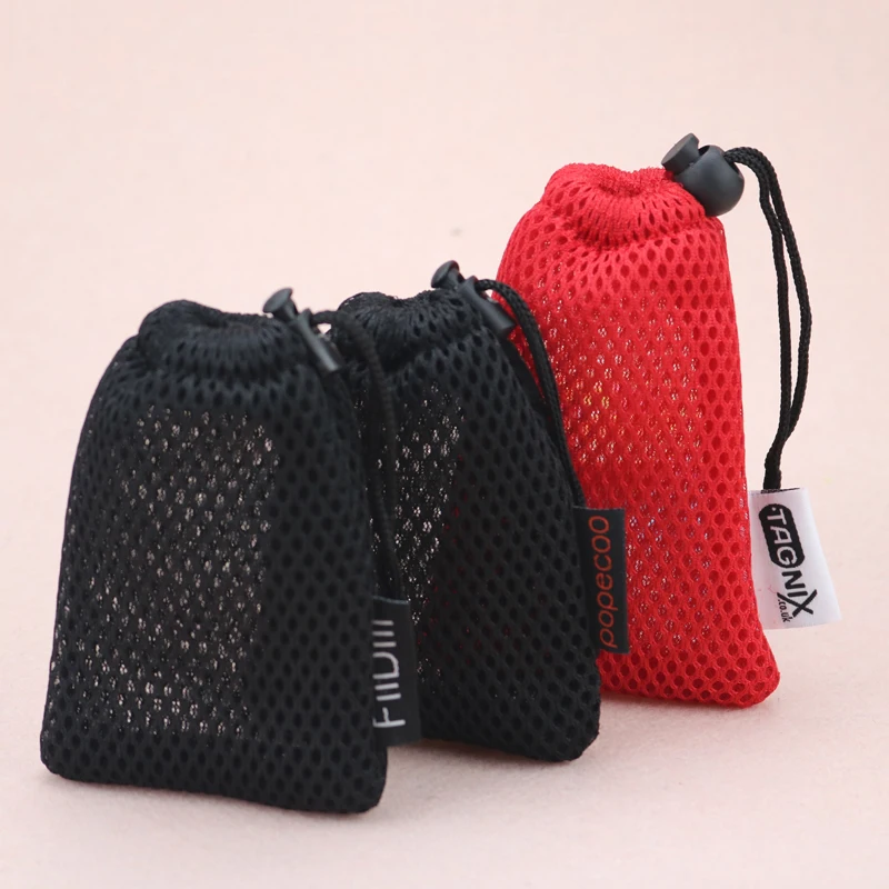 Custom Drawstring Mesh Pouch Black Small Nylon Mesh Drawstring Bag Gift ...
