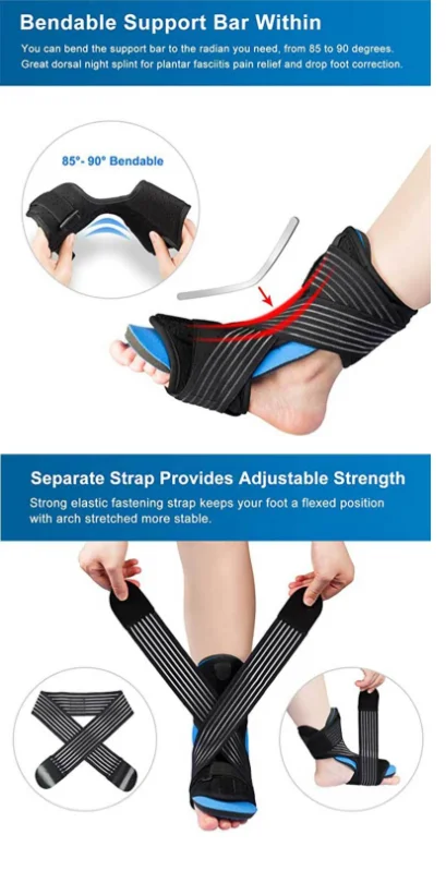 Black Right &Left Foot Drop Brace for Walking, Drop Foot Splint with ...
