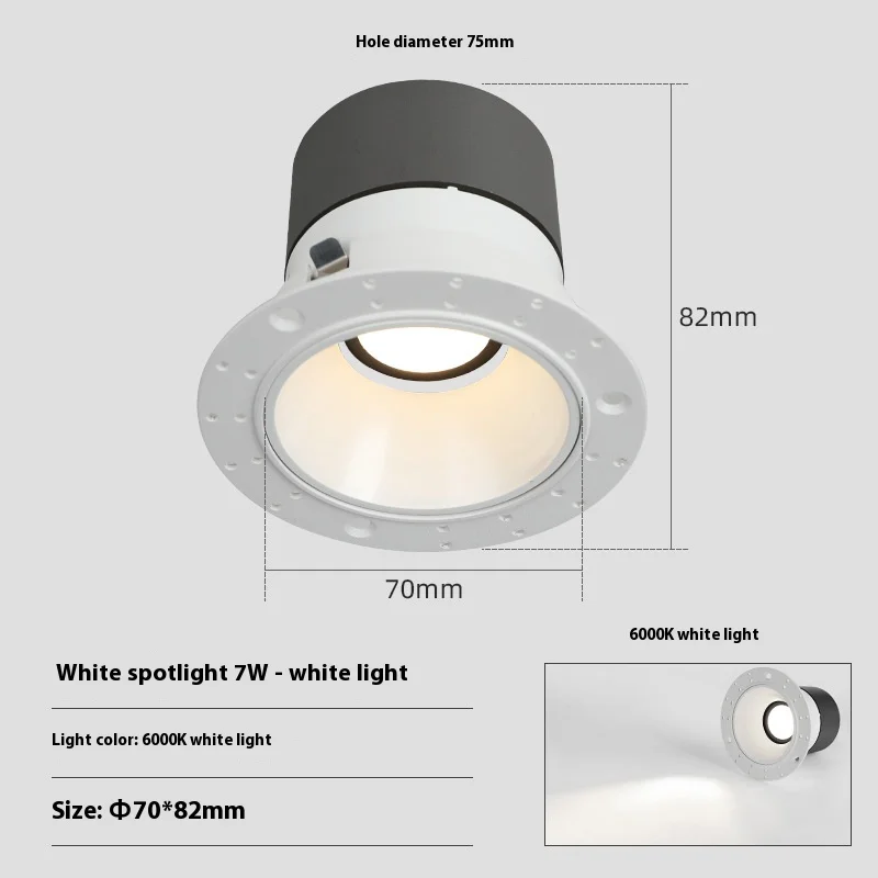 4000K Cob Frameless Spotlight Modern Anti-Glare Pre-Embedded Downlight ...