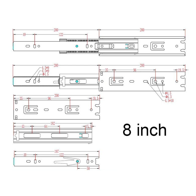Mini Short Drawer Slides - Full Extension Guide Rail