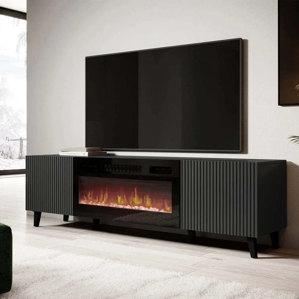 180 Tv Lowboard With Electric Fireplace Tv Cabinet Base Cabinet ...