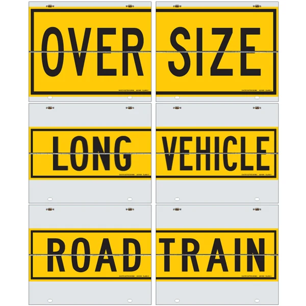ROAD TRAIN / LONG VEHICLE HINGED 2 PIECE 600 X 250MM CLASS 2 REFLECTIVE ...
