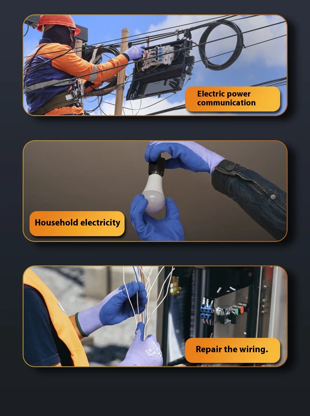 400V Insulated Low Voltage Electrician Gloves Anti-Electric Shock Wear ...