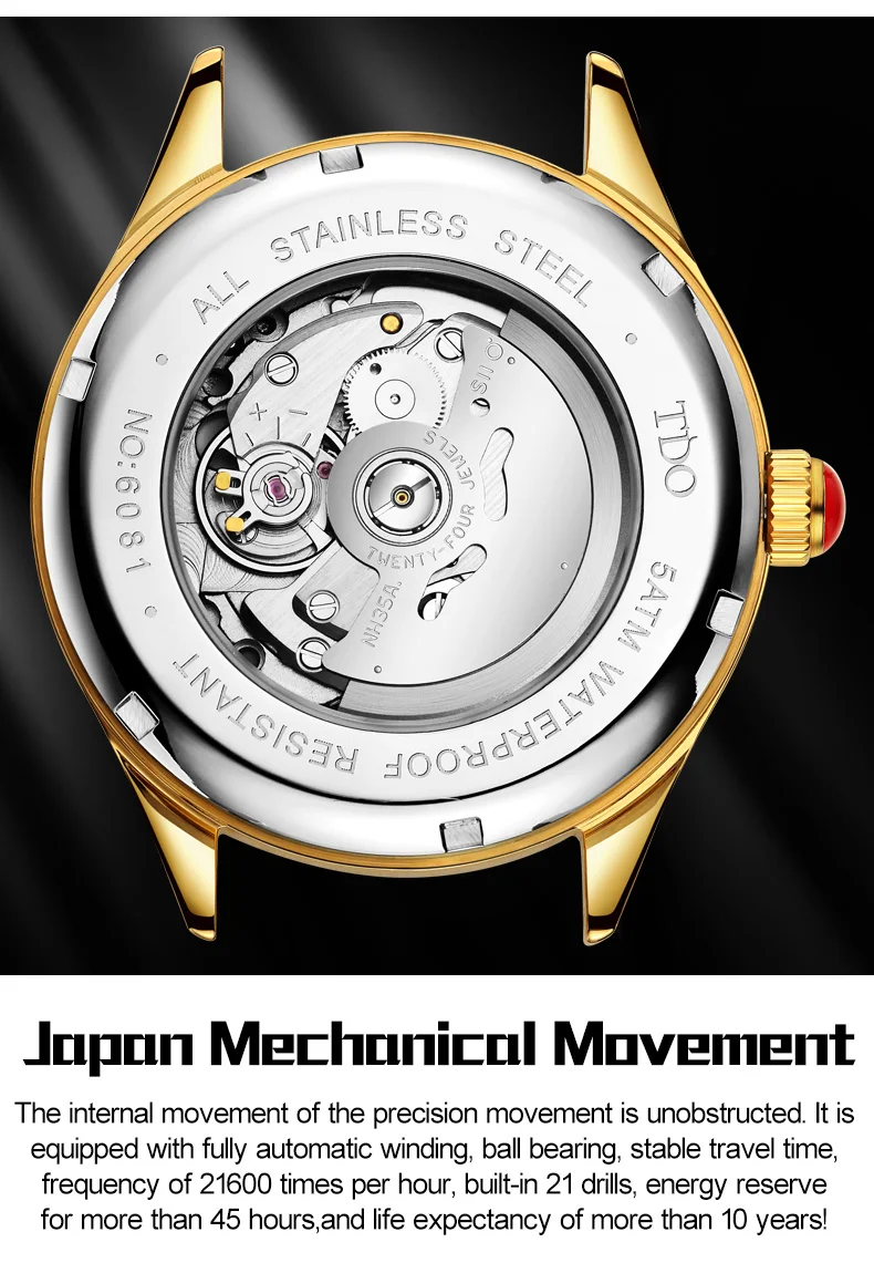 Luxury Japanese Automatic Wrist Watches Men Oem Brand Custom Logo Gold ...
