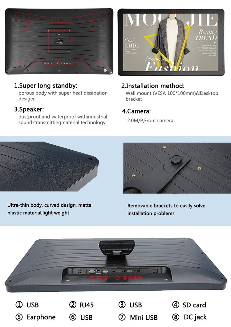 21.5 Inch Wall Mounted Tablet Digital Signage Android Touch Screen ...