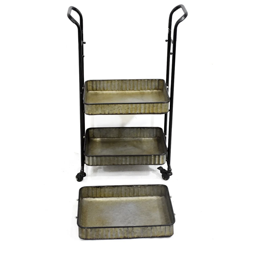 Farmhouse 3 Tier Kitchen Iron Galvanized Rustic Small Storage Holders ...