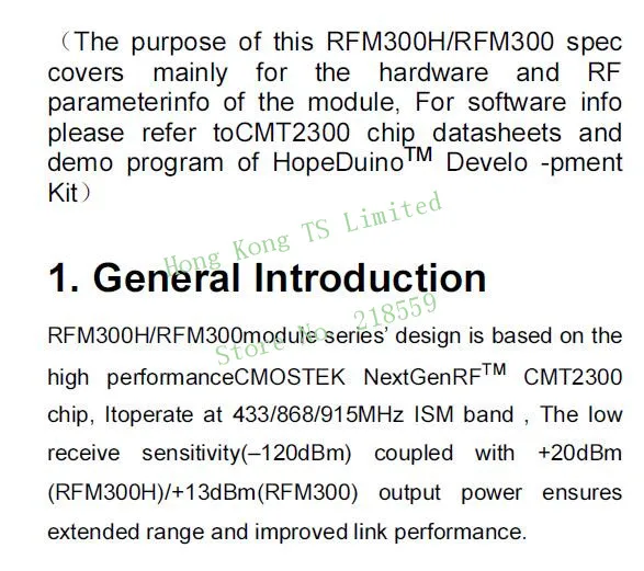 RFM300 Sub 1GHz 송수신기 모듈 433/868/915Mhz + 13dBm RFM300 RF 모듈 트랜시버 ...