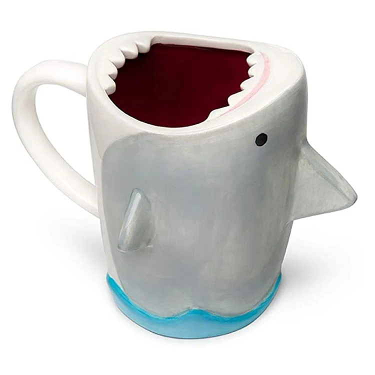 12oz Custom Milk Cup Creative Hand Painted Shark Attack Tea Coffee ...