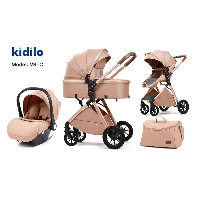 Kidilo 2-in-1 High Landscape Baby Stroller - Portable & Foldable