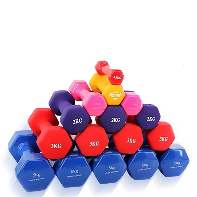 Cute Workout Girl Fitness Women Neoprene 10kg Plastic Coated Dumbbell ...
