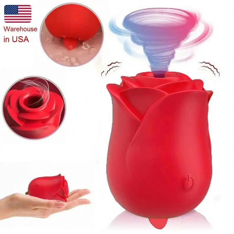 Usa Instock Rose Vibrator Thrusting Dildo Sex Machine Sucking Vibrator Rabbit Vibrator Wand