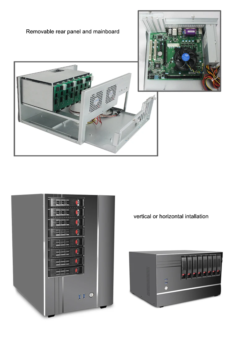 8 Bay NAS Server Case with Hot Swap - Micro ATX Chassis