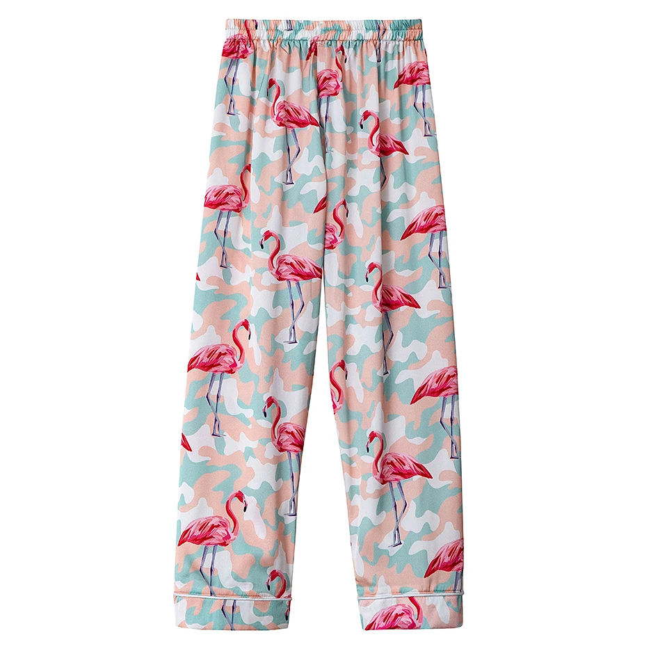 Family Homewear Silk Holiday 2 Piece Set Women Flamingo Pajamas Cute ...