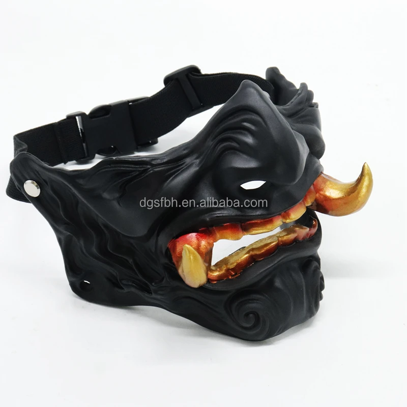 Japanese Watanabe Prajna Mask Half Face Samurai Mask Halloween Party ...
